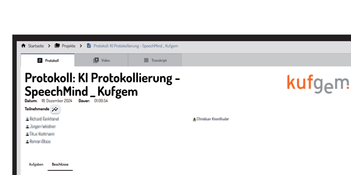 Sitzungsprotokolle mit KI: Speechmind